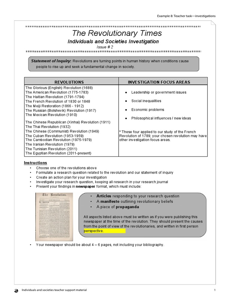 Investigating Historical Revolutions | PDF | Question | French Revolution