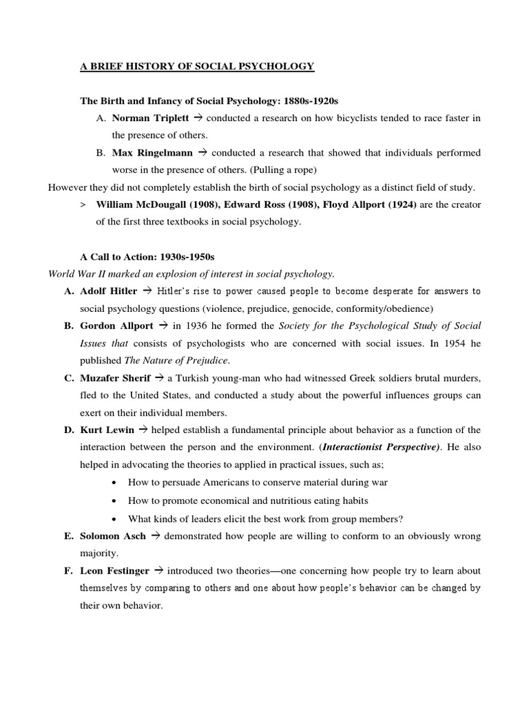 World War II Marked An Explosion of Interest in Social Psychology | PDF ...