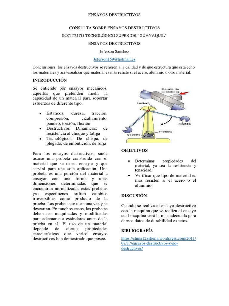 ENSAYOS DESTRUCTIVOS.docx | Acero | Aluminio