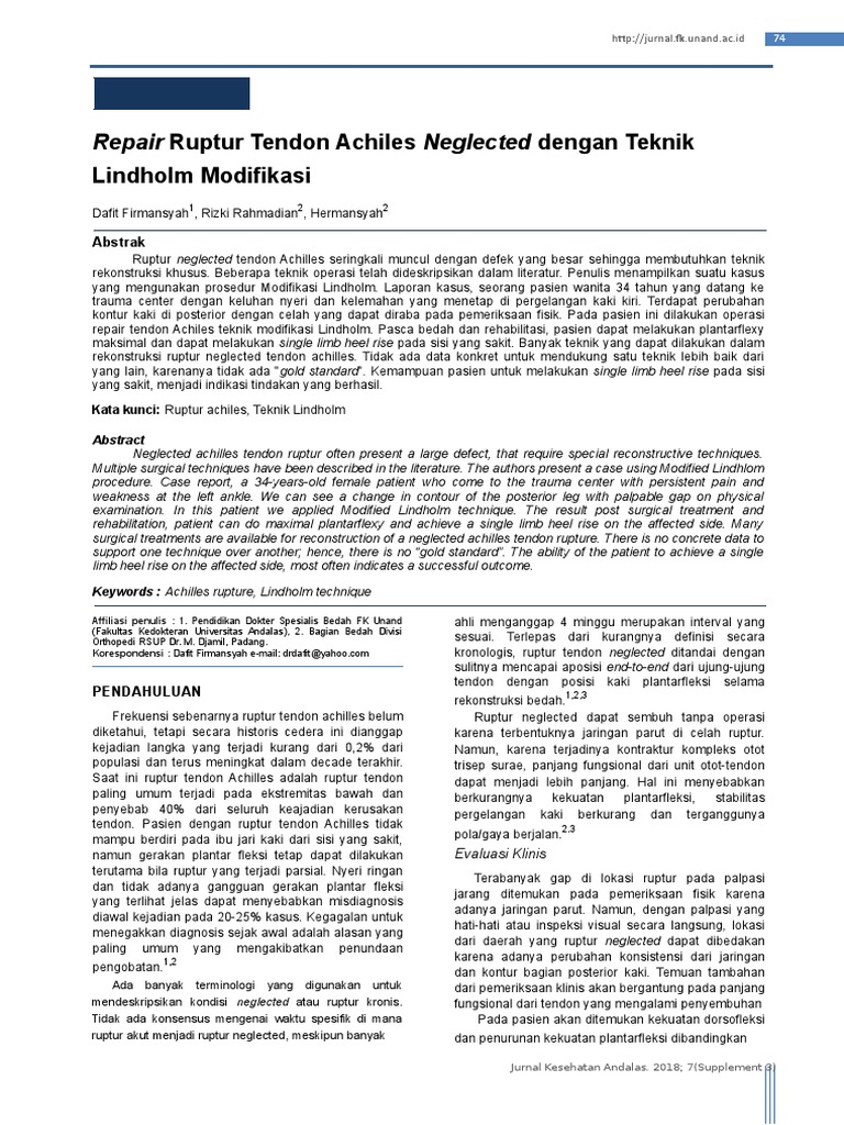 Teknik Lindholm untuk Ruptur Achilles | PDF