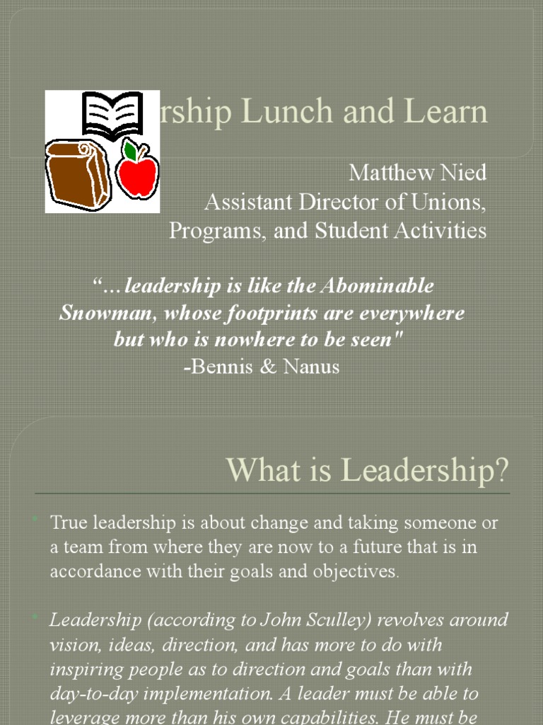 Leadership Lunch and Learn: Matthew Nied Assistant Director of Unions ...