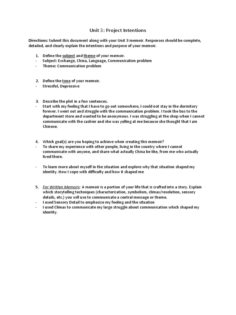 English Final Project Written Memoir | PDF | Feeling | Storytelling