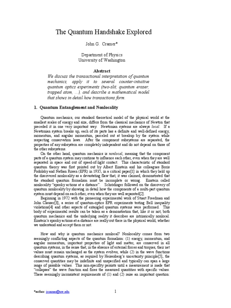 The Quantum Handshake Explored PDF | PDF | Quantum Mechanics | Photon