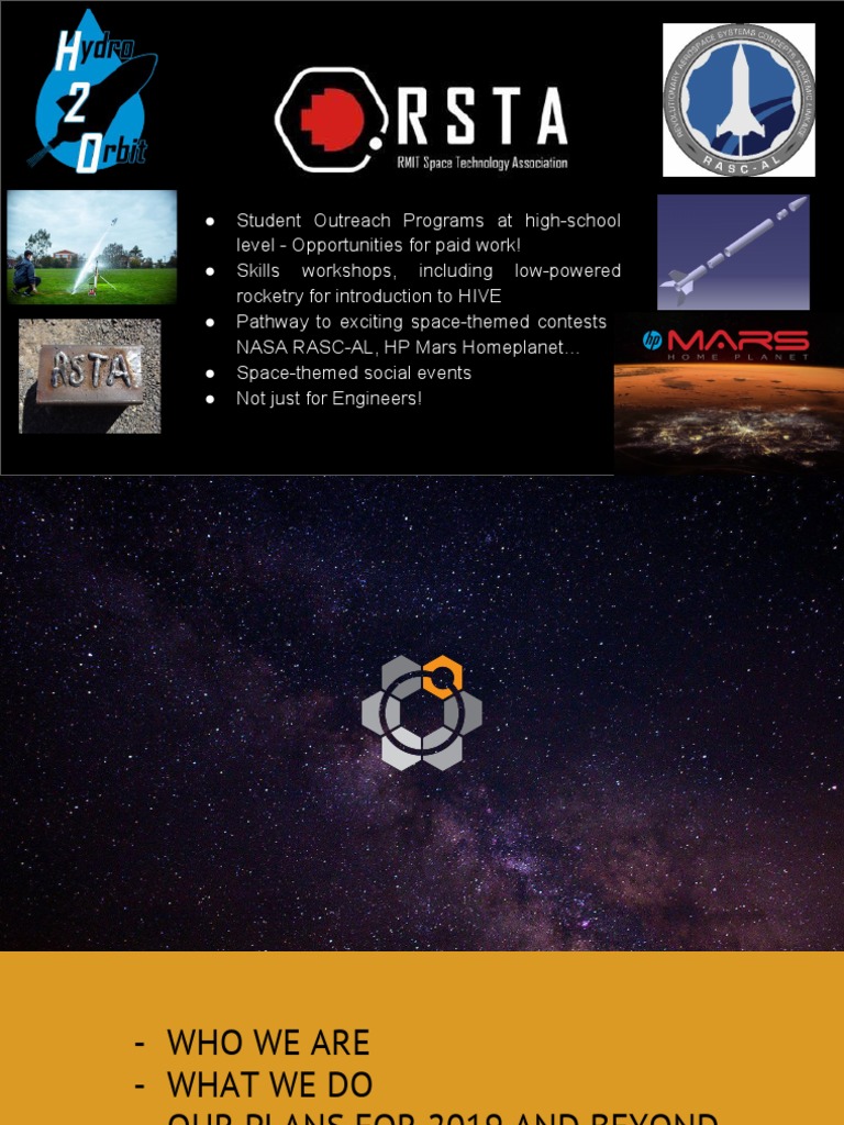 RMIT HIVE Info + Recruitment Sesh - 1901 | PDF | Rocket | Engineering