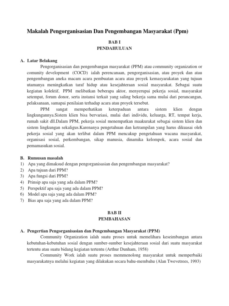 Makalah Pengorganisasian Dan Pengembangan Masyarakat | PDF