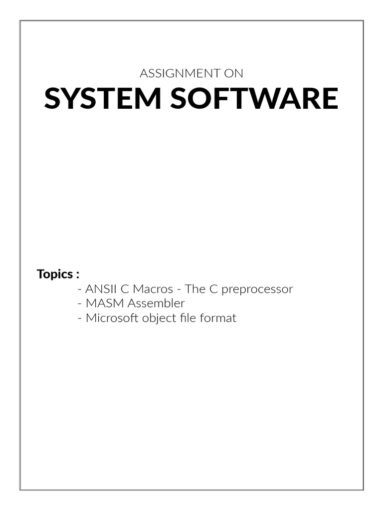System Software Assignment On Pdf C Programming Language Areas Of Computer Science 1614