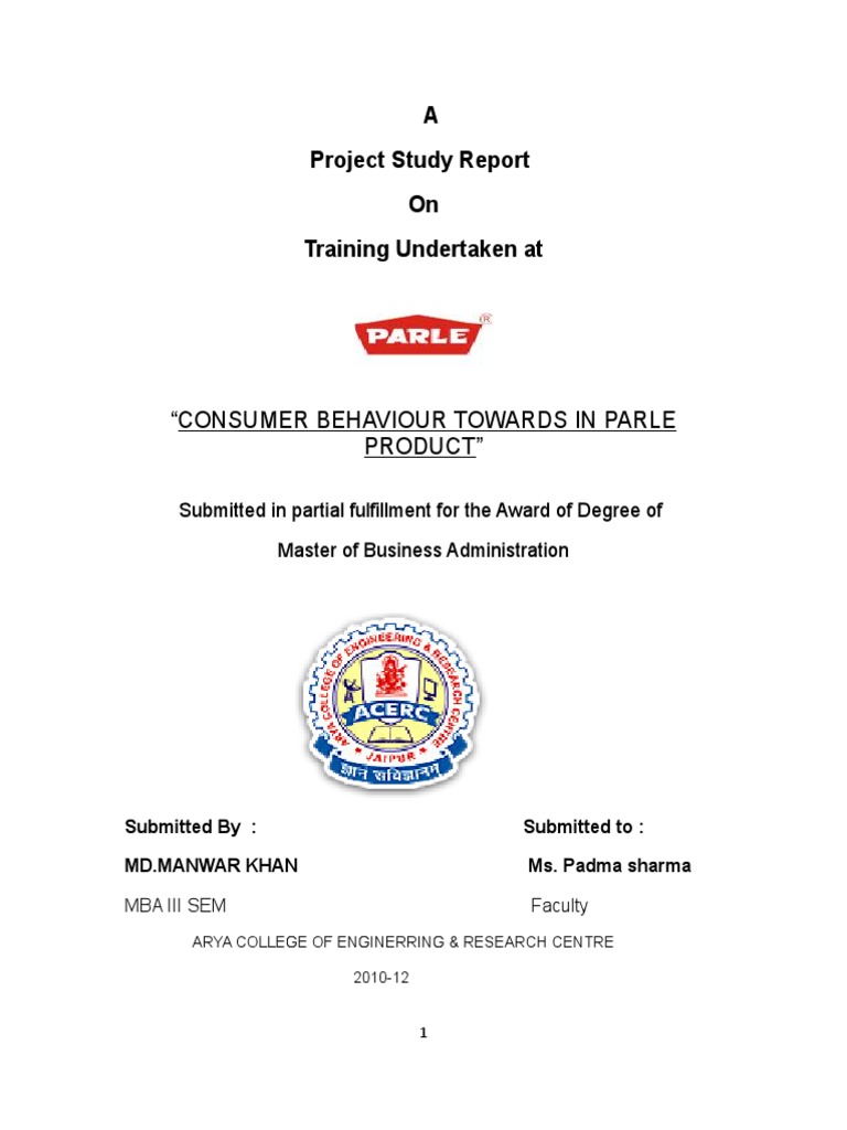 Consumer Behavior in Parle Biscuits | PDF | Research Design | Consumer ...
