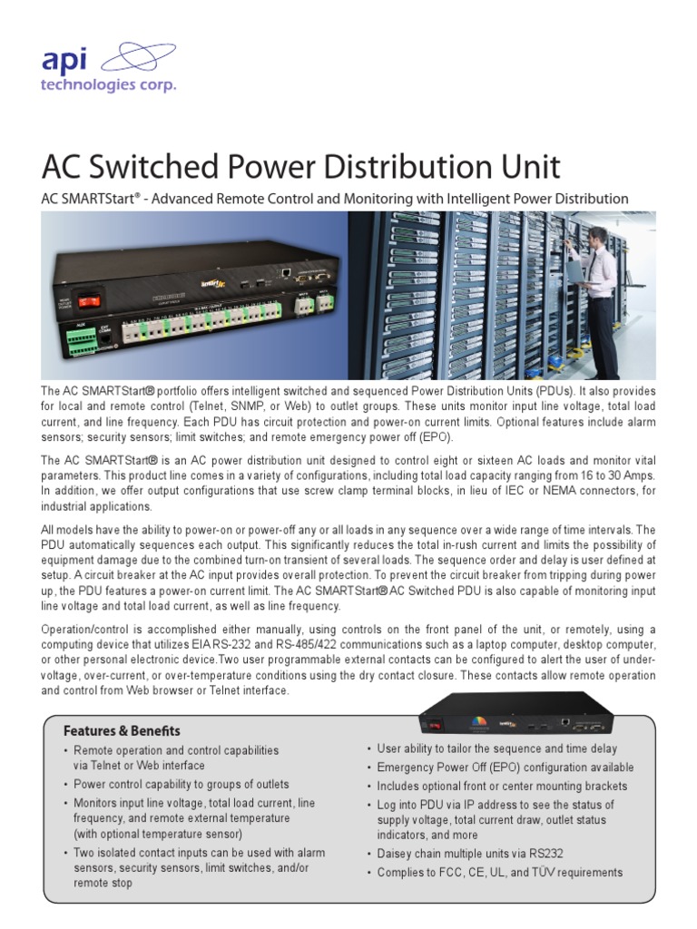Ac Switched Power Distribution Unit DataSheet | PDF | Switch | Alternating Current