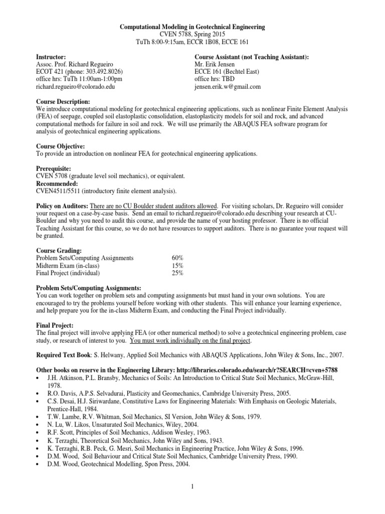 Computational Modeling in Geotechnical Engineering | PDF | Finite Element Method | Plasticity ...