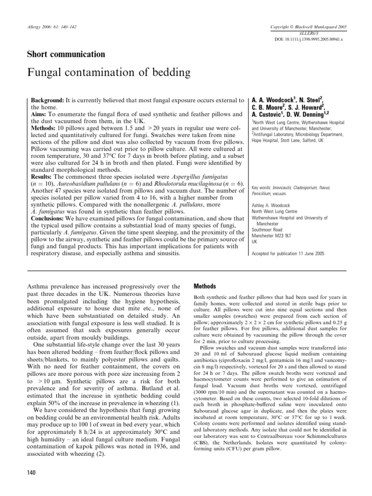 Fungal Contamination of Bedding | PDF | Aspergillus | Fungus