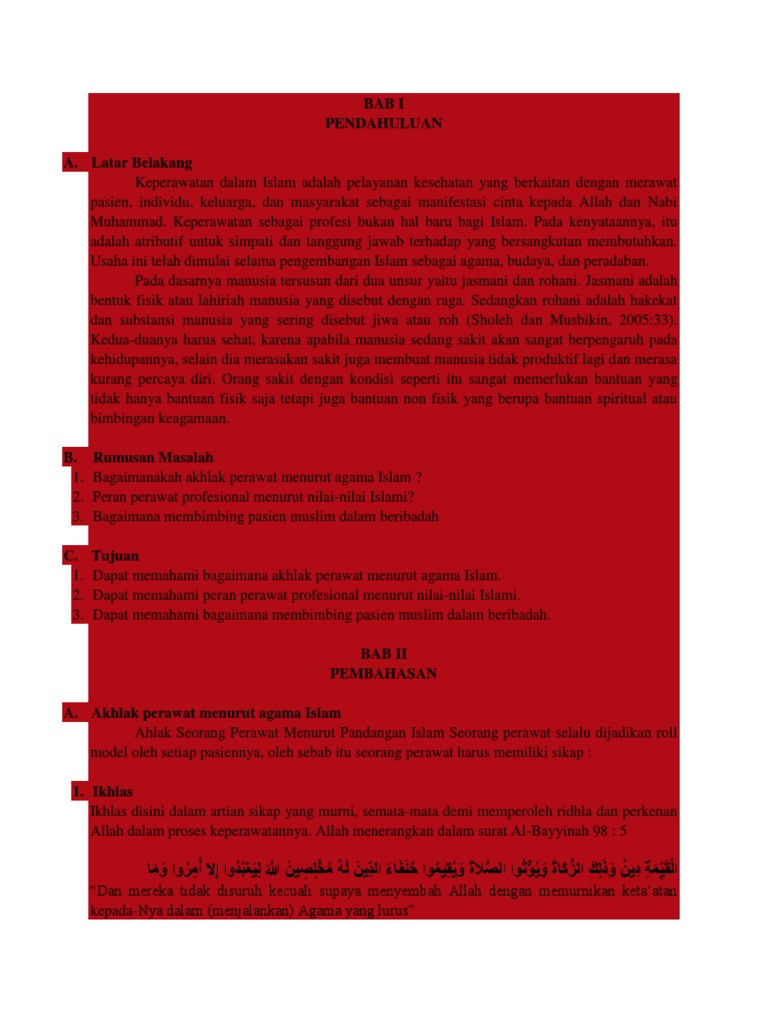 Peran Perawat Dalam Islam | PDF