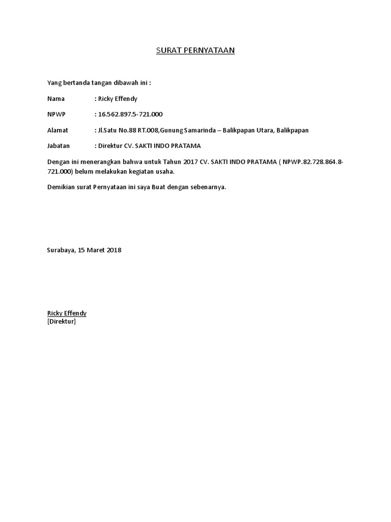 Surat Pernyataan Sip | PDF