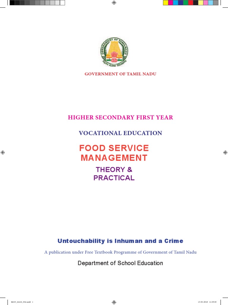Food Service Management - Theory & Practical English Medium - 20.5.18 ...
