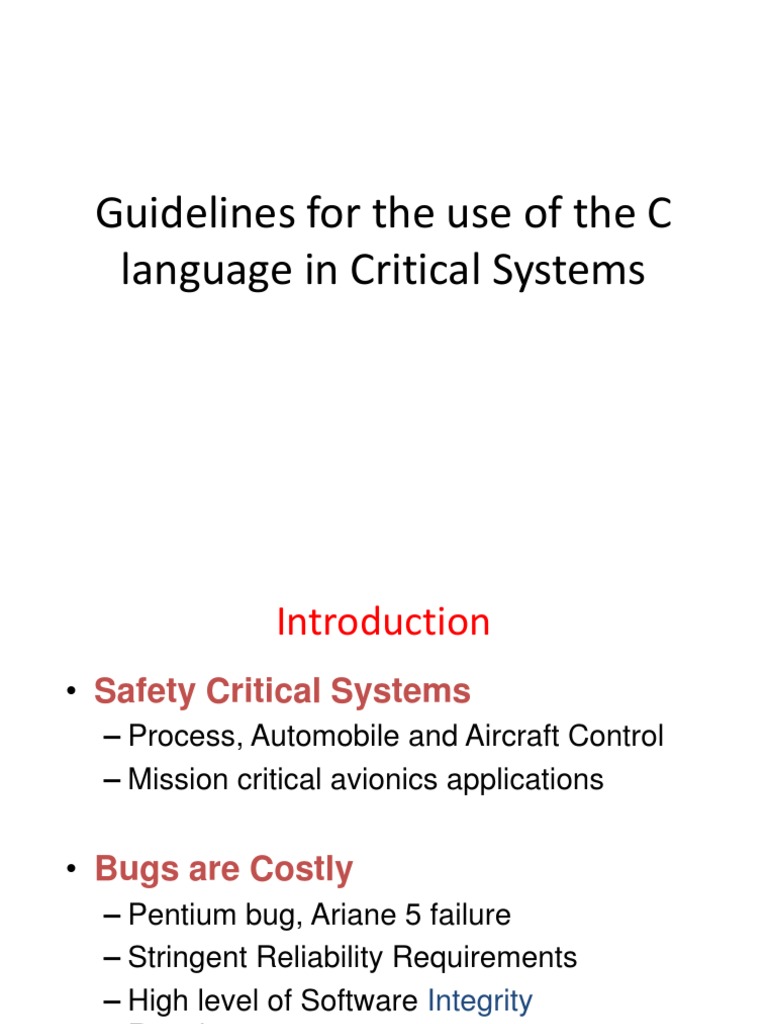 Guidelines For The Use of The C Language in Critical Systems | Download Free PDF | C ...