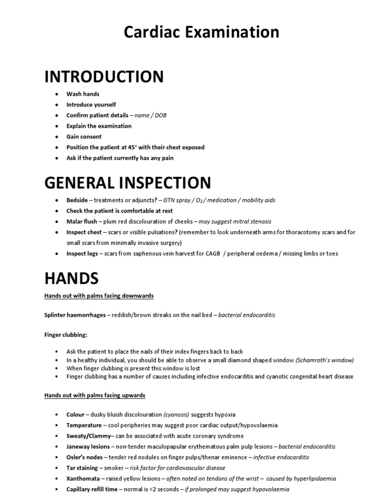 A Comprehensive Guide to the Cardiac Examination: Ensuring a Thorough ...