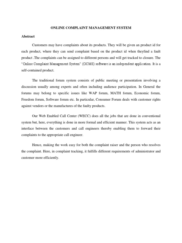 Online Complaint Management System | PDF | Software Testing | My Sql