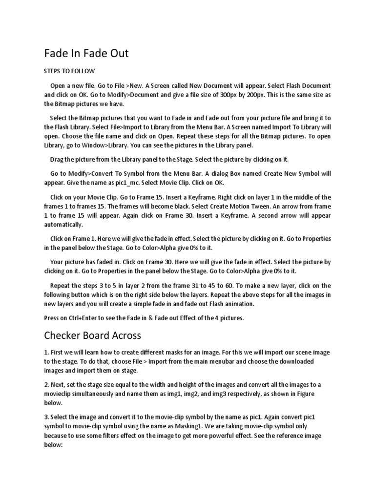 Fade in Fade Out: Checker Board Across | PDF | Computing And ...