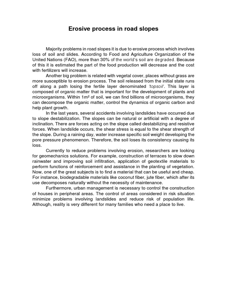 Erosive Process in Road Slopes | PDF