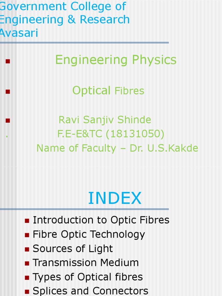Engineering Physics: Optical | PDF | Optical Fiber | Transmission Medium