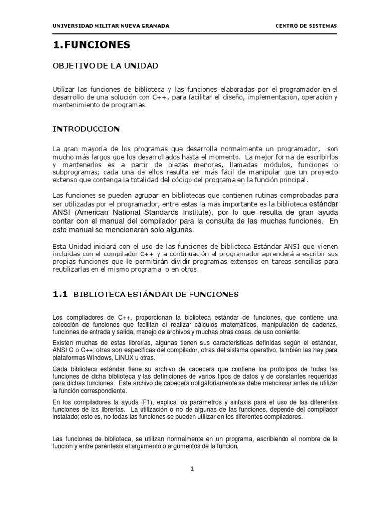 Funciones C++ | PDF | C ++ | Biblioteca (informática)