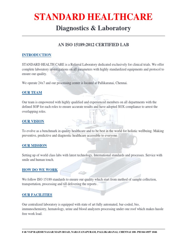 Lab Profile PDF | Download Free PDF | Laboratories | Health Care
