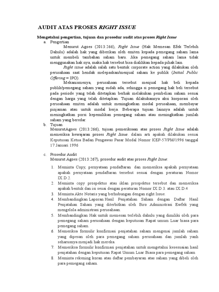 AUDIT RIGHT ISSUE | PDF