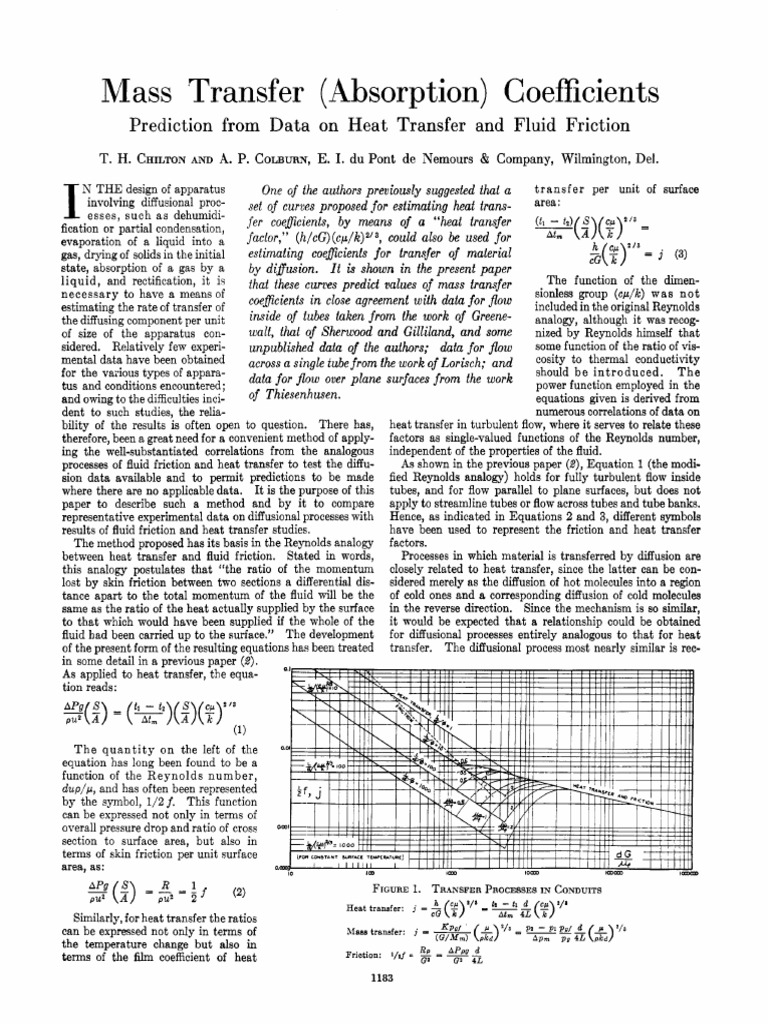 Chilton-Colburn Analogy in Mass Transfer | PDF | Heat Transfer ...