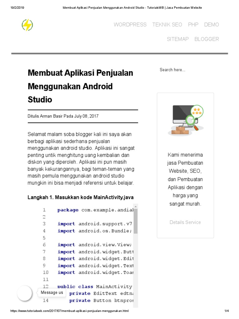 Membuat Aplikasi Penjualan Menggunakan Android Studio Tutorialswb