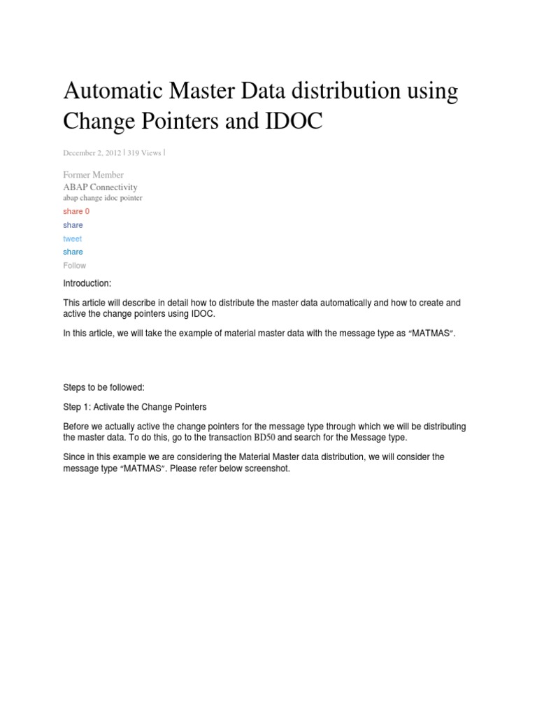 Automatic Master Data Distribution Using Change Pointers and IDOC - SAP ...