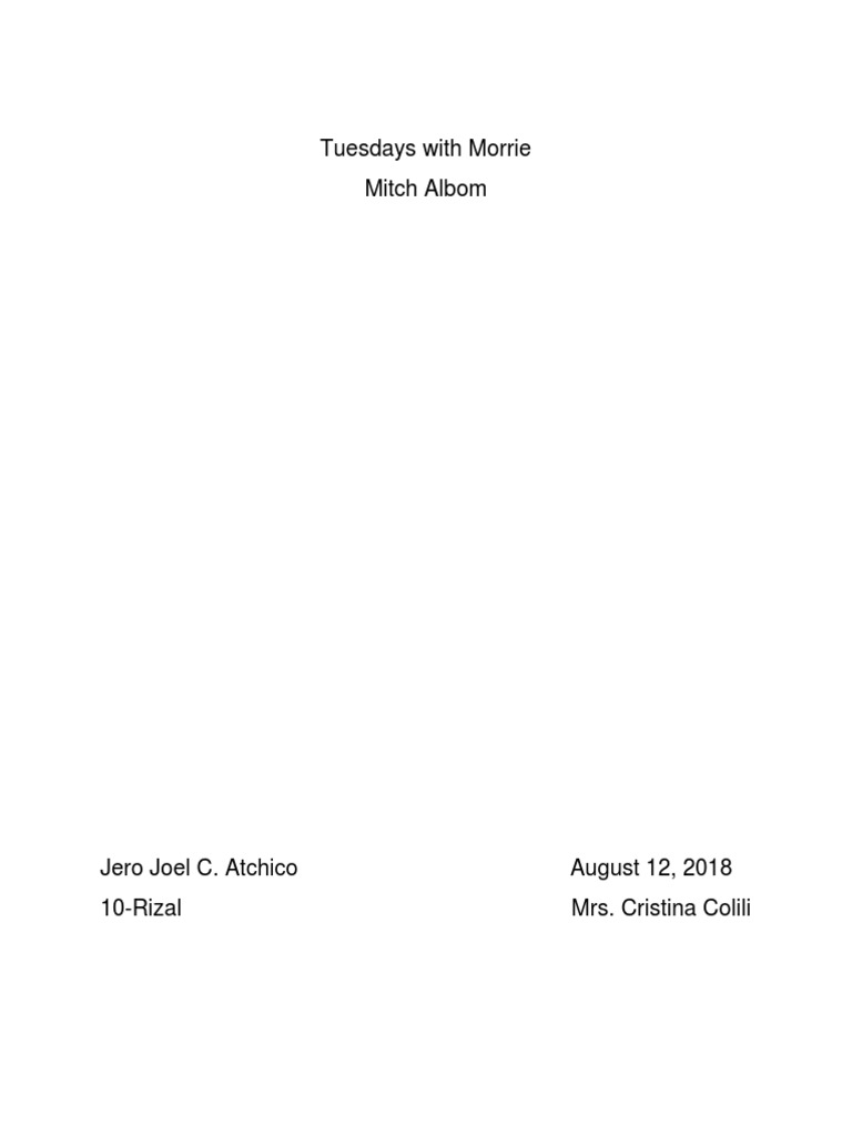 Tuesdays with Morrie Summary | PDF