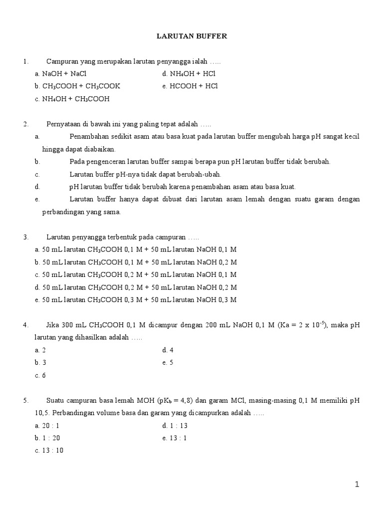 Soal Larutan Penyangga | PDF