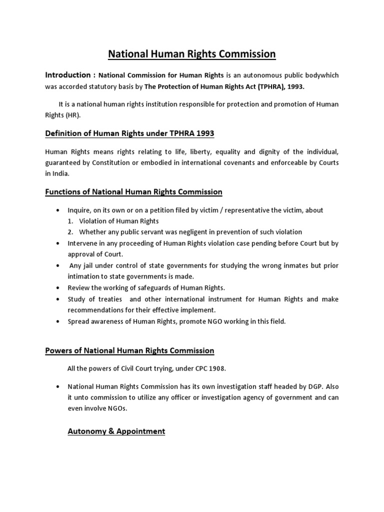 National Human Rights Commission | PDF | Human Rights | Supreme Court ...