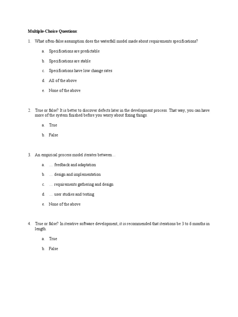 Multiple-Choice Questions | PDF | Software Development | Software ...