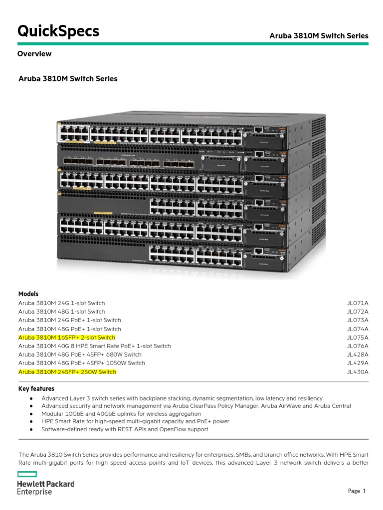 Quickspecs: Aruba 3810M Switch Series Aruba 3810M Switch Series | PDF ...