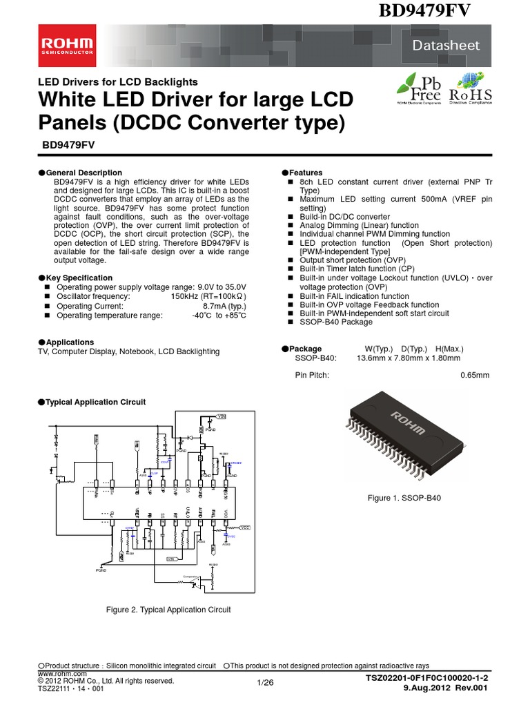BD9479 | PDF | Backlight | Light Emitting Diode