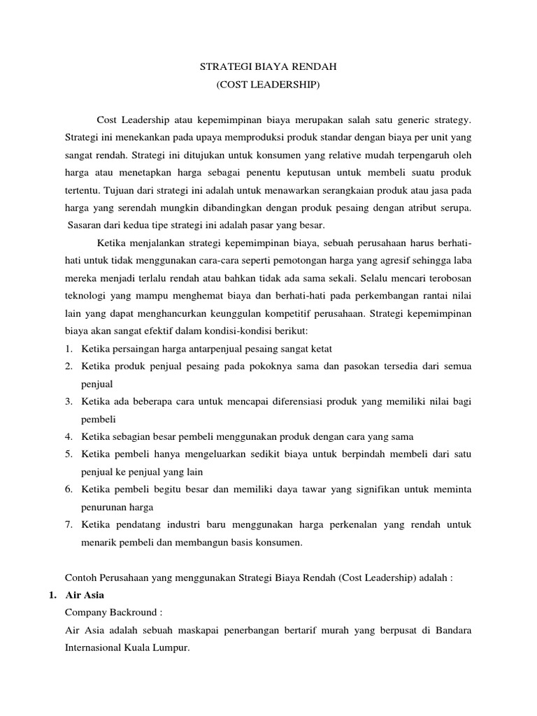Strategi Biaya Rendah | PDF