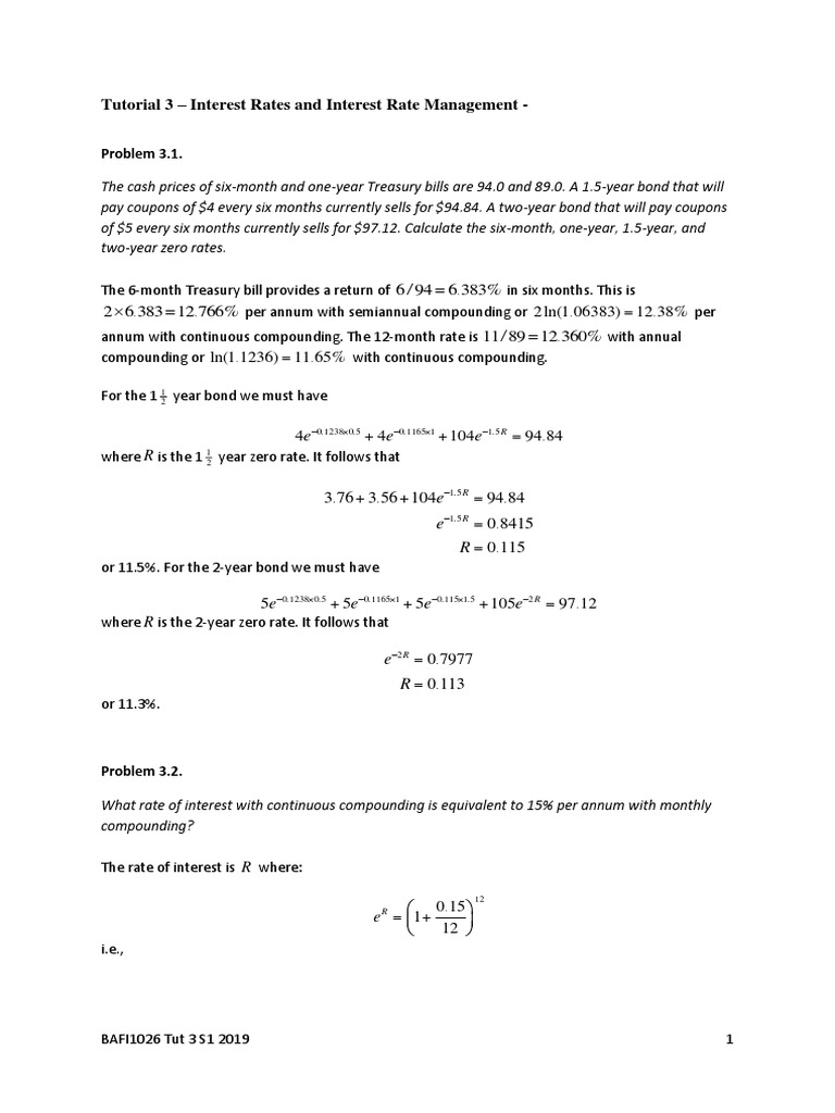 Interest Rates & Bond Calculations Tutorial | PDF | Bonds (Finance ...