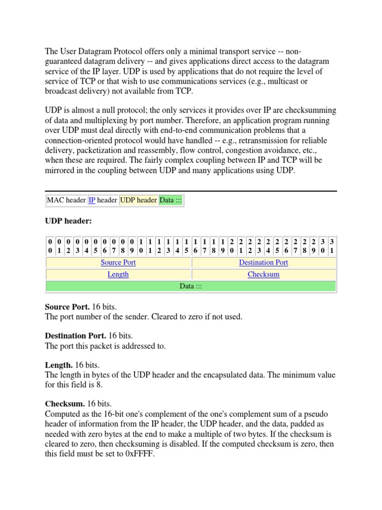 UDP Header | PDF | Internet Protocols | Transmission Control Protocol