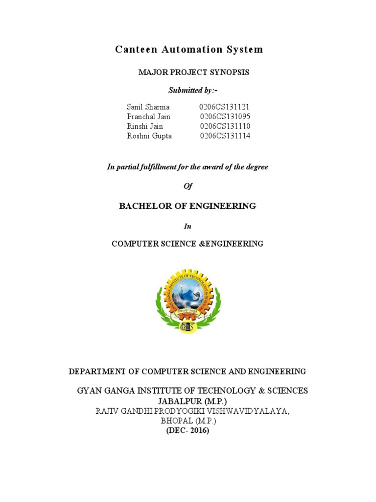 Canteen Automation System Project Synopsis | PDF | Html | Html Element