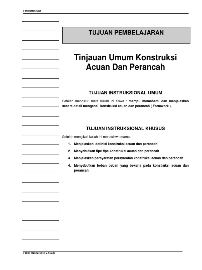 Konstruksi Acuan Dan Perancah | PDF