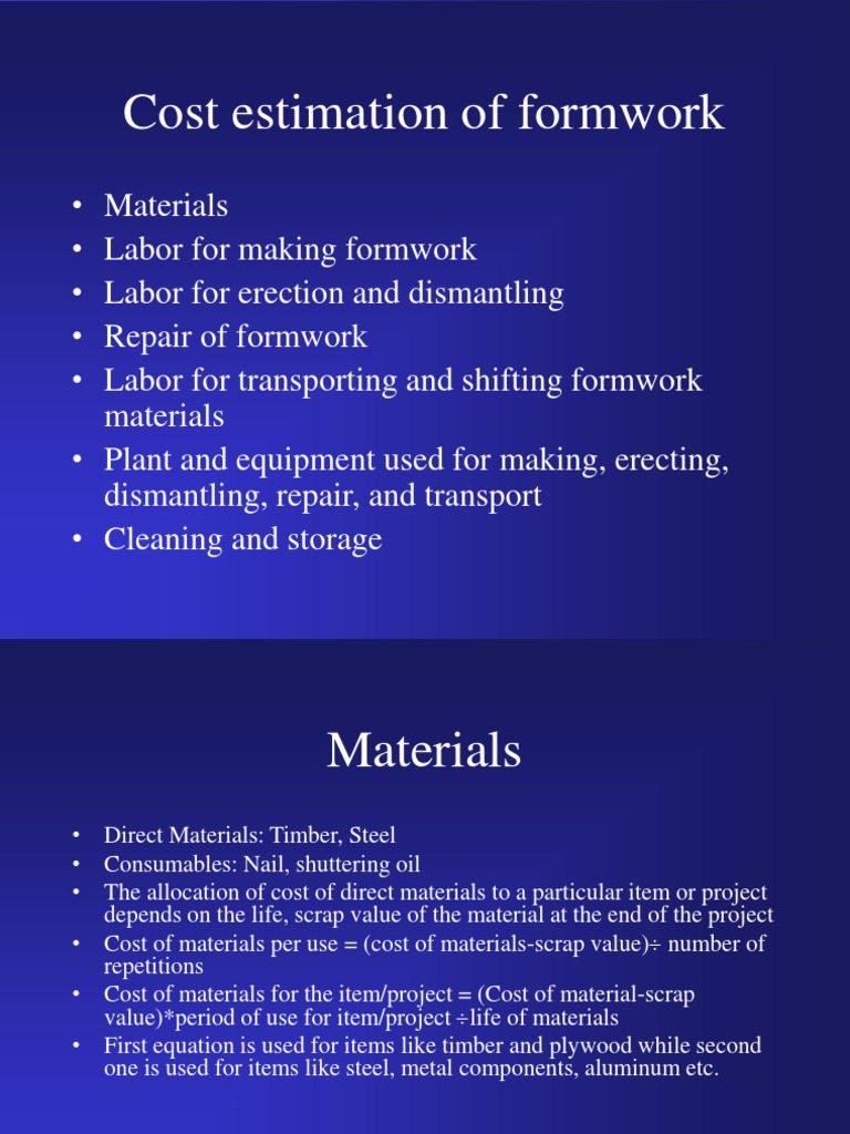 Formwork Costing | PDF | Building Engineering | Economic Sectors