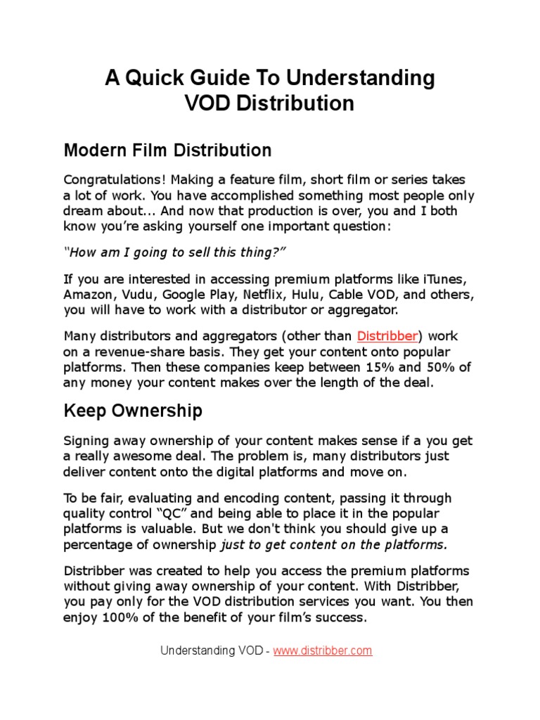 Guide To Understand VOD Distribution | PDF | Video On Demand | Pay ...