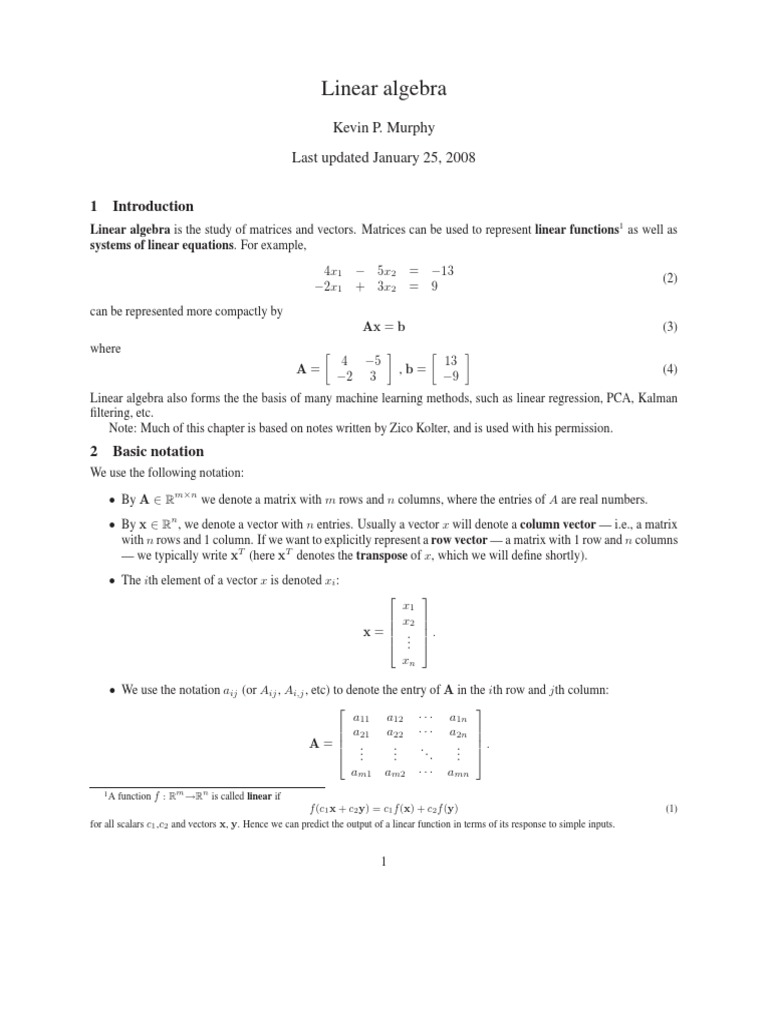 Lin Alg Hand | Download Free PDF | Matrix (Mathematics) | Determinant
