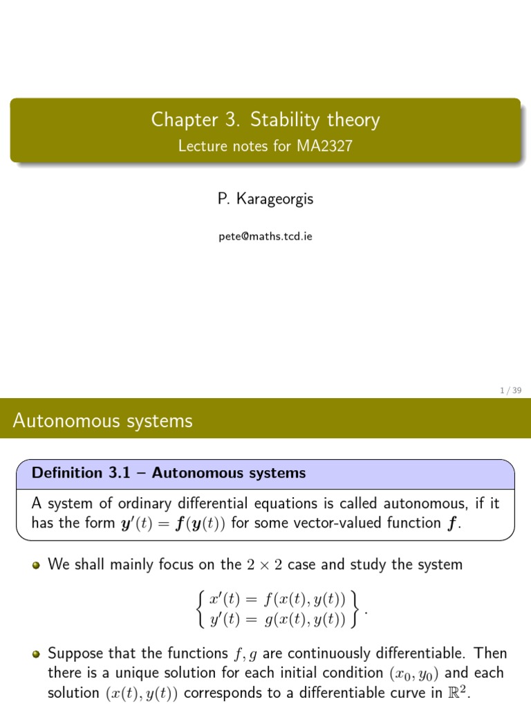 Chapter 3 | PDF | Stability Theory | Eigenvalues And Eigenvectors