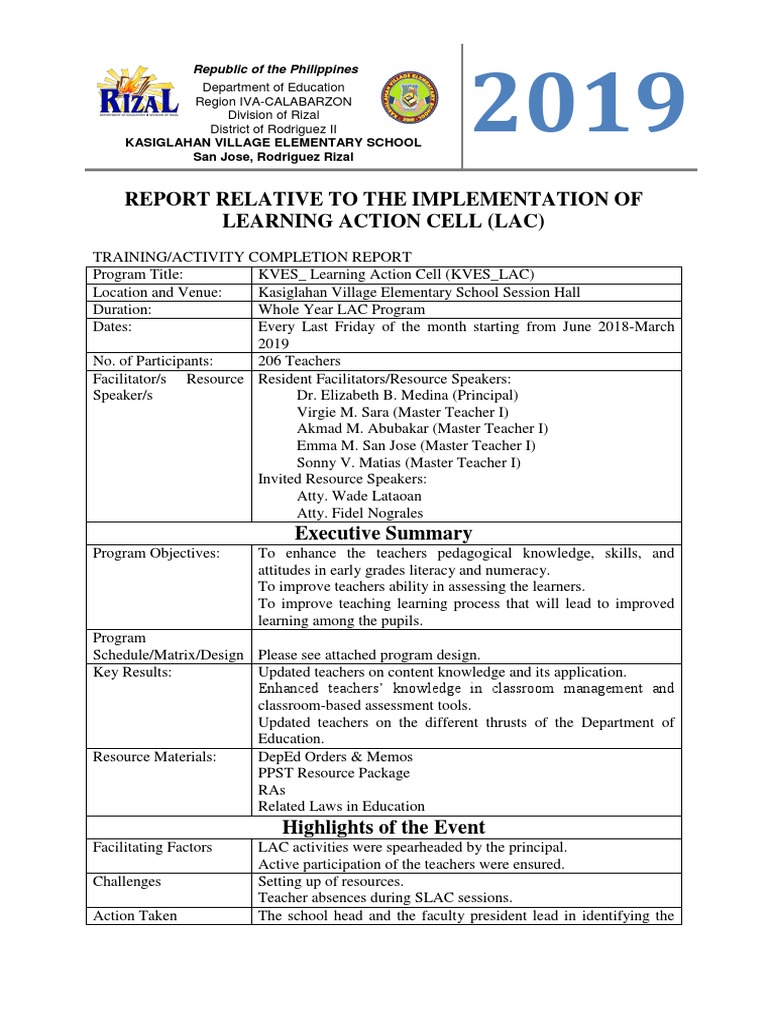 Report On The Implementation of SLAC | PDF | Teachers | Classroom ...