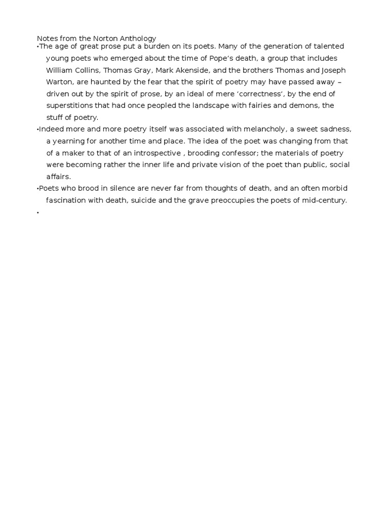 Notes On Pre-Romantic Poetry | PDF