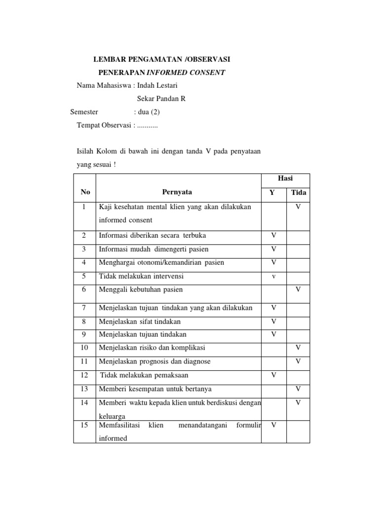 Lembar Pengamatan Inform Choice Dan Inform Consent | PDF