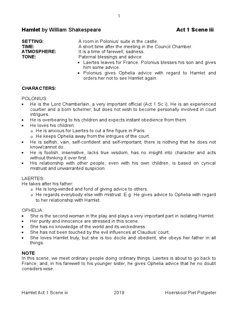 Hamlet Act 1 Scene III | PDF | Hamlet | Love