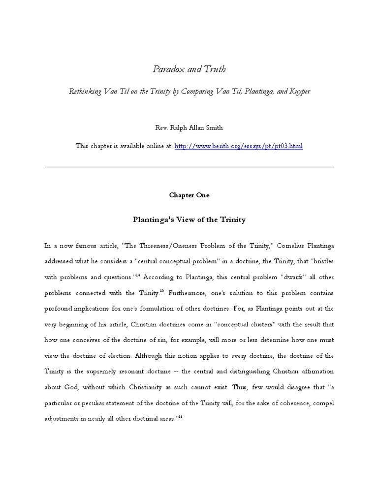 Plantingas View of The Trinity | PDF | Trinity | Karl Barth