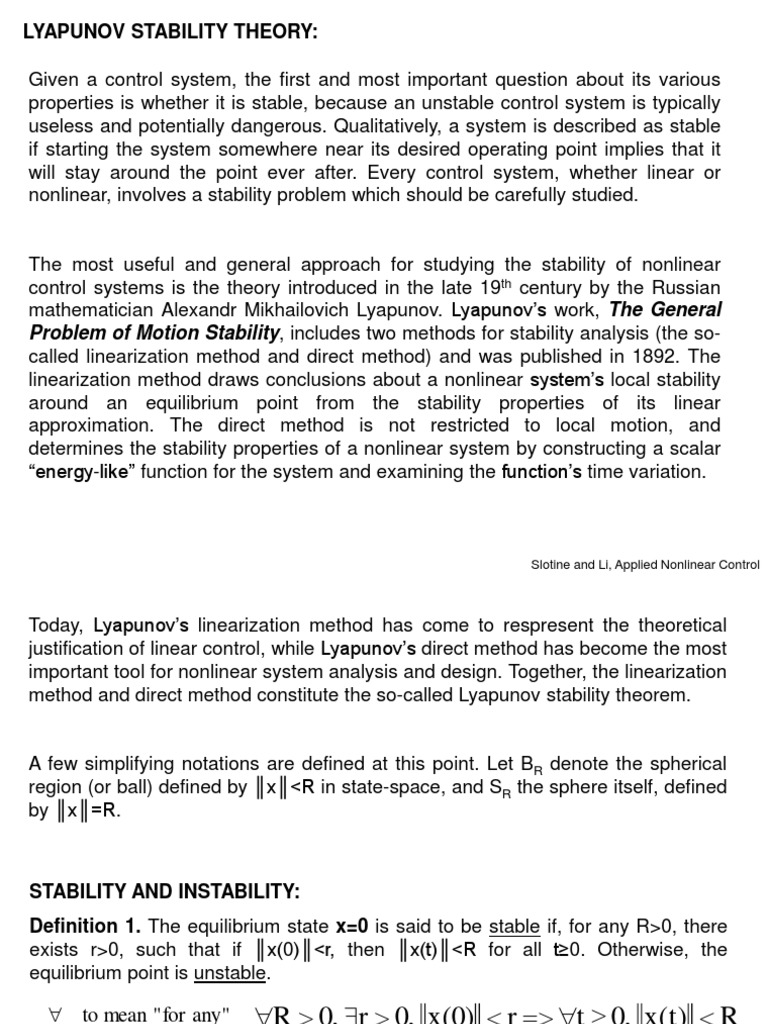 Lyapunov Stability Theory:: Problem of Motion Stability, Includes Two Methods For Stability ...